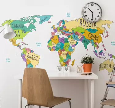 World Map Wall Stickers for Your Home - TenStickers